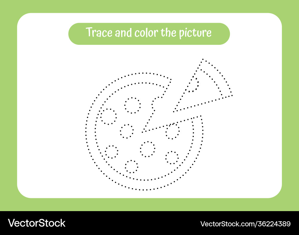 Pizza Trace & Color Activity Royalty Free Vector Image