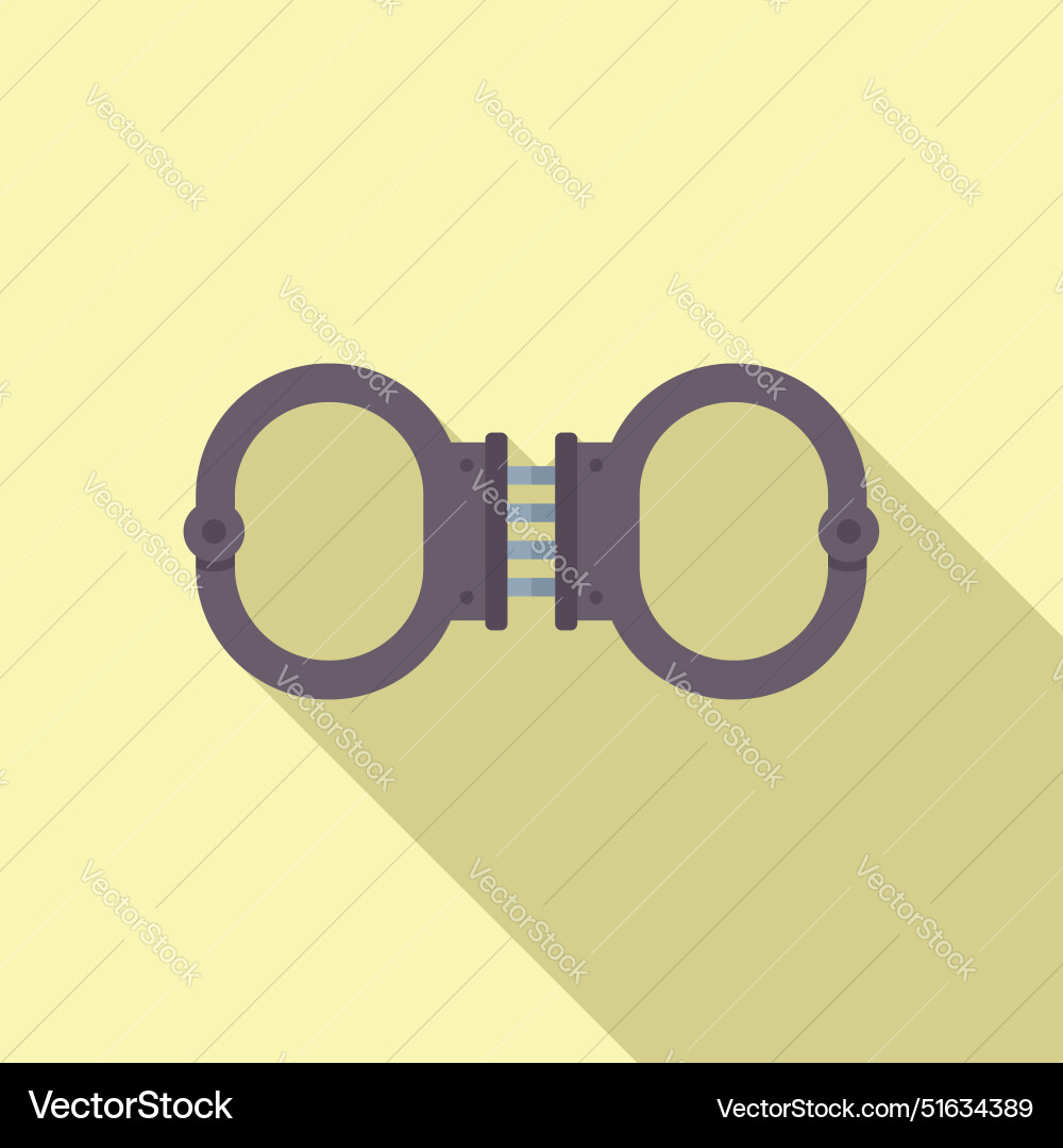 Steel handcuffs resting on yellow background Vector Image