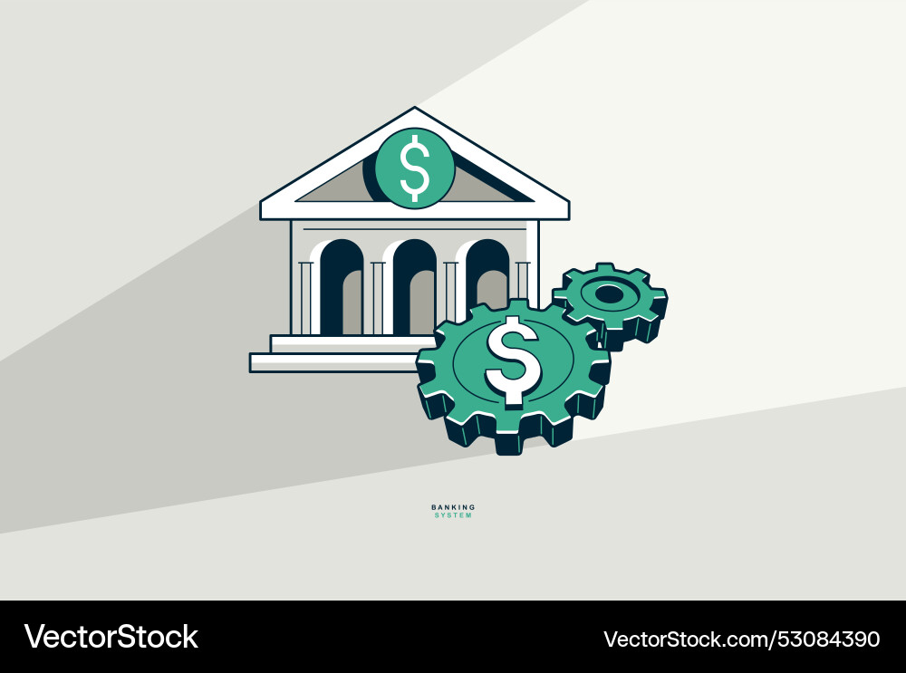 Banking system concept poster bank building Vector Image