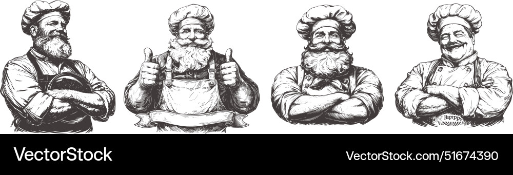 Chef Portraits - Sketch Set Royalty Free Vector Image