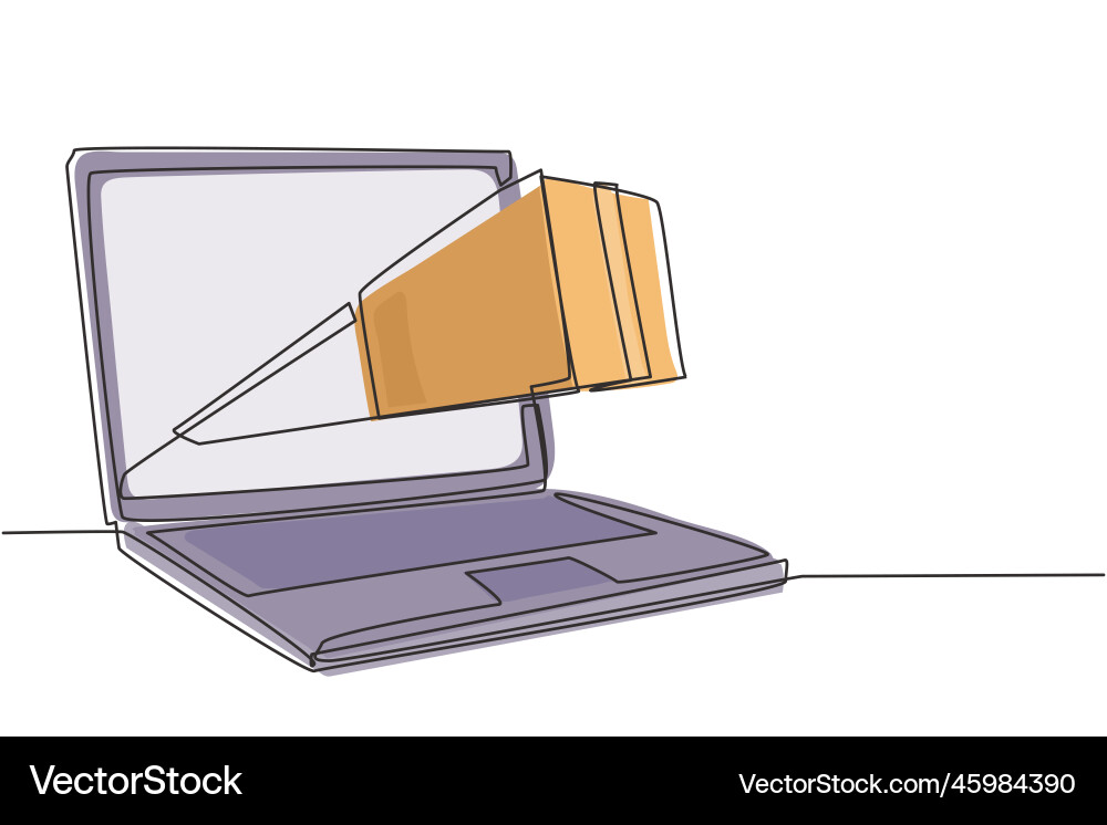Continuous one line drawing package box out Vector Image