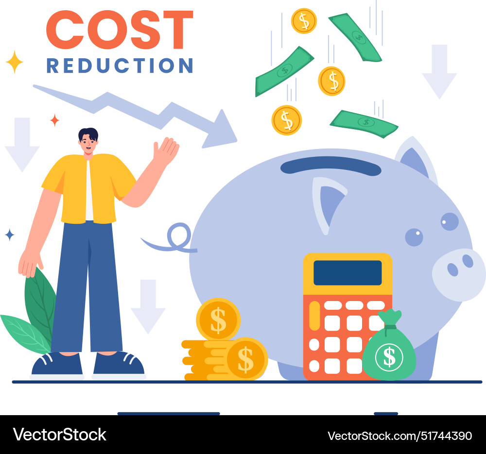 Cost reduction depicting decrease price Royalty Free Vector
