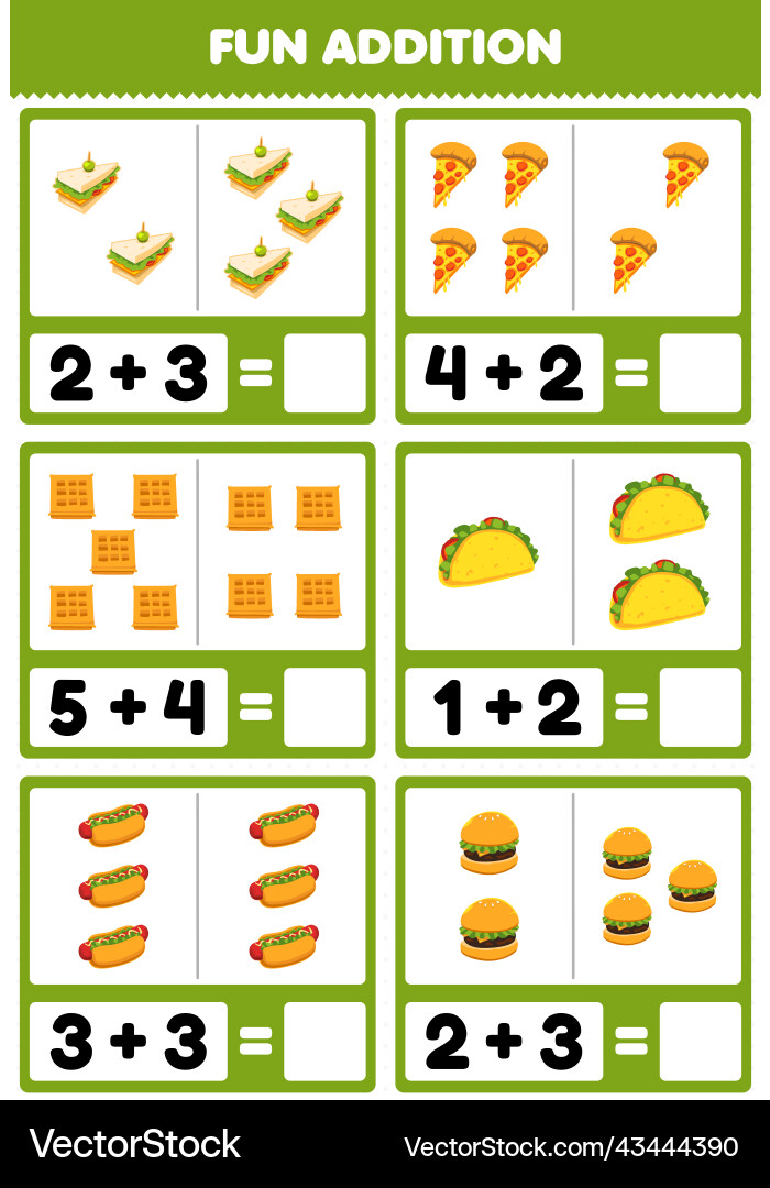 Education game for children fun addition Vector Image