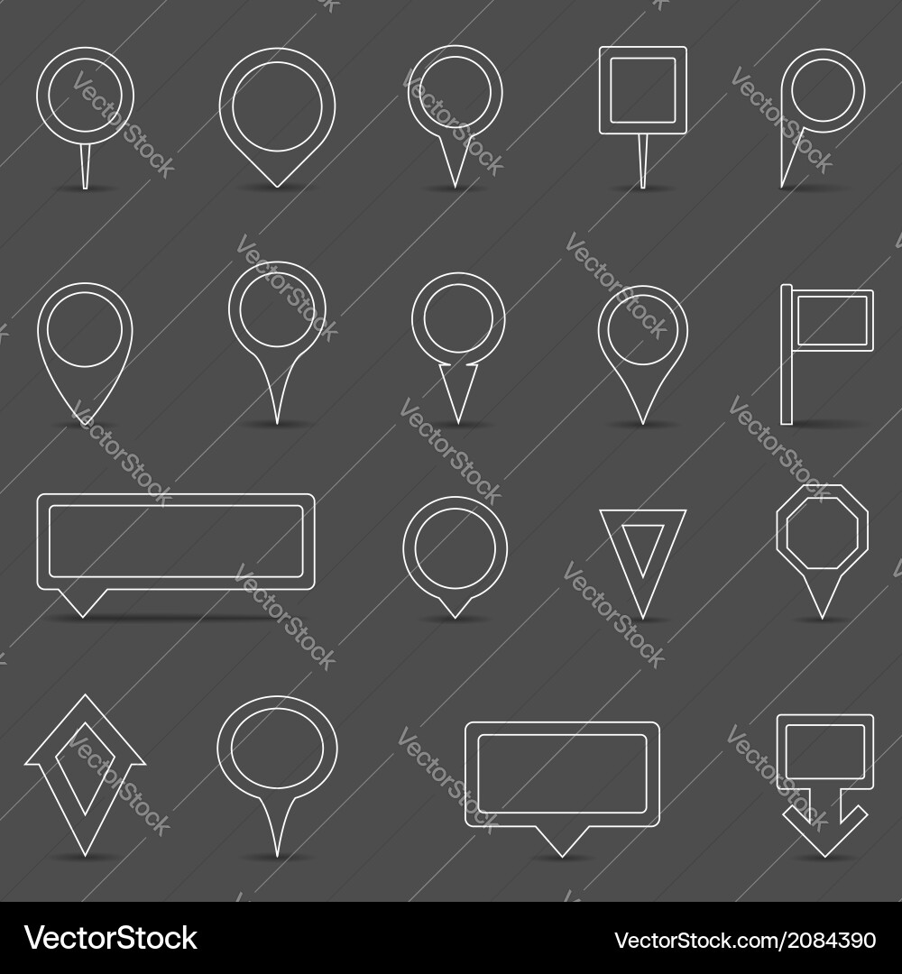 Flat line map markers Royalty Free Vector Image