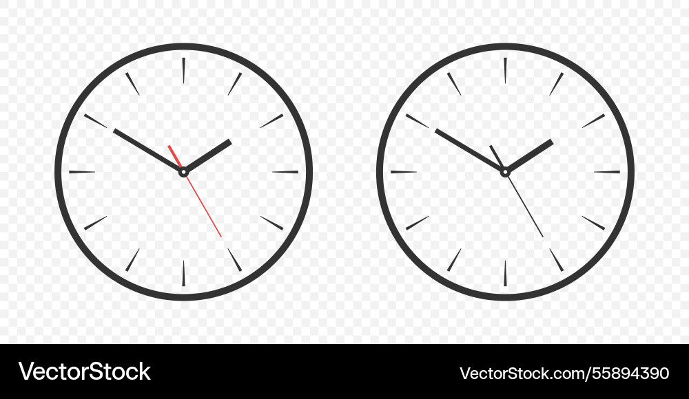 Flat wall office clock face set dial Royalty Free Vector