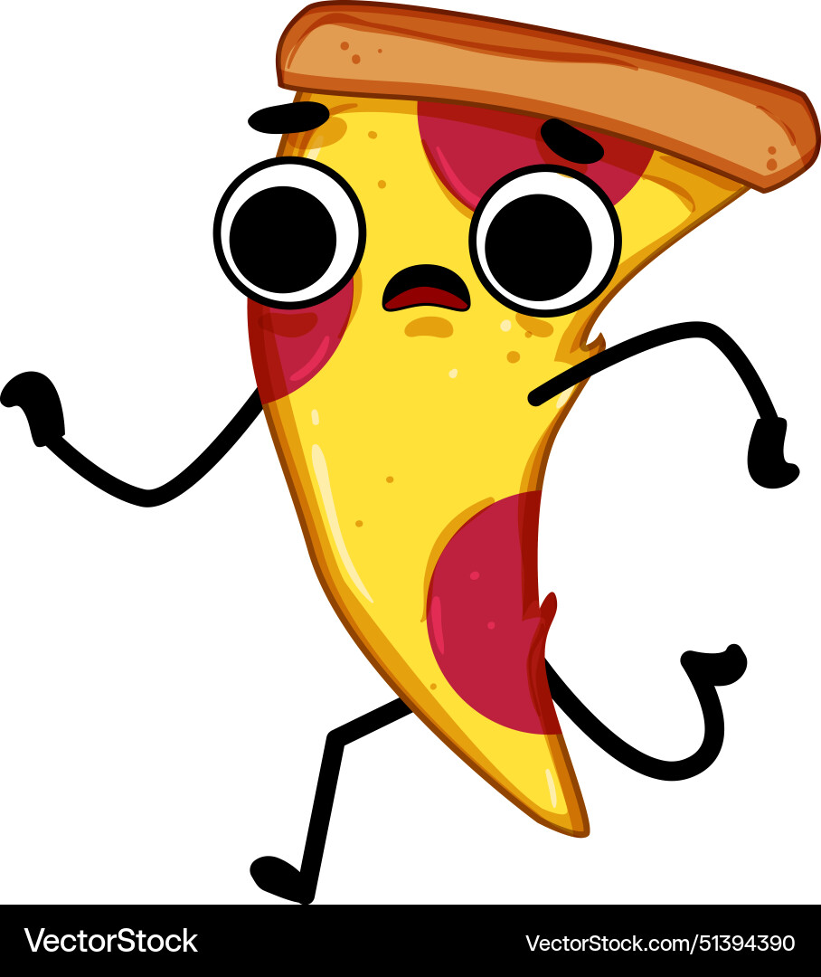 Food pizza slice character cartoon Royalty Free Vector Image