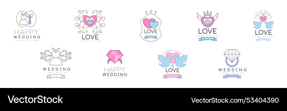 Happy wedding logo design with marriage ceremony Vector Image