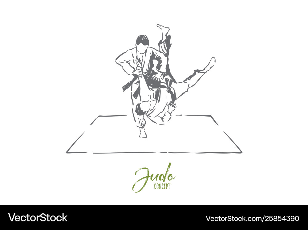 Judo Sparring - Young Athletes Royalty Free Vector Image