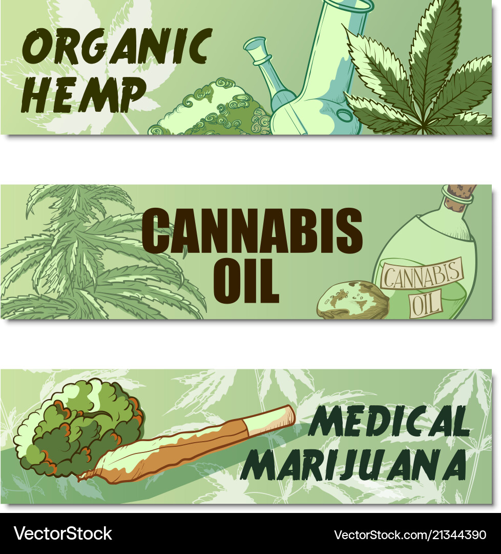 Marijuana banner set Royalty Free Vector Image