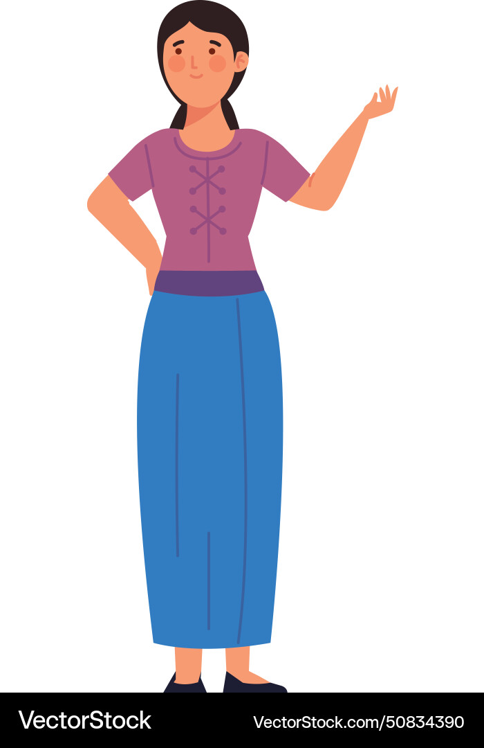 Myanmar woman character Royalty Free Vector Image