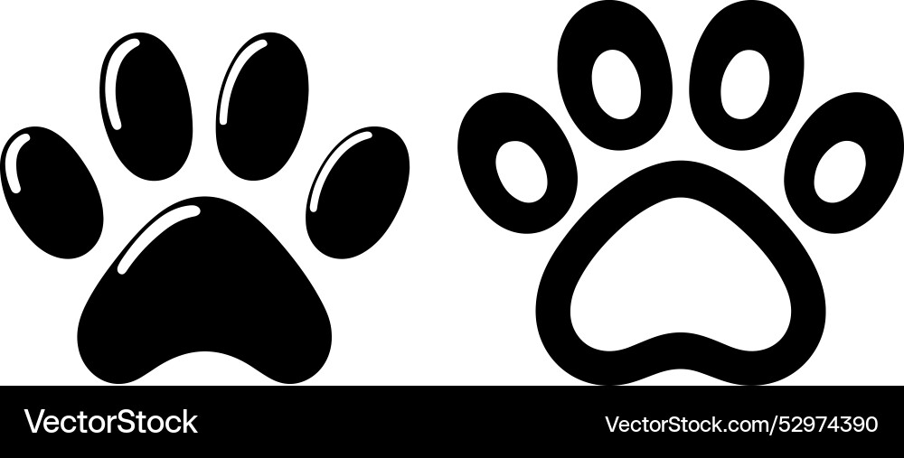 Paw icon with a white 4 Royalty Free Vector Image