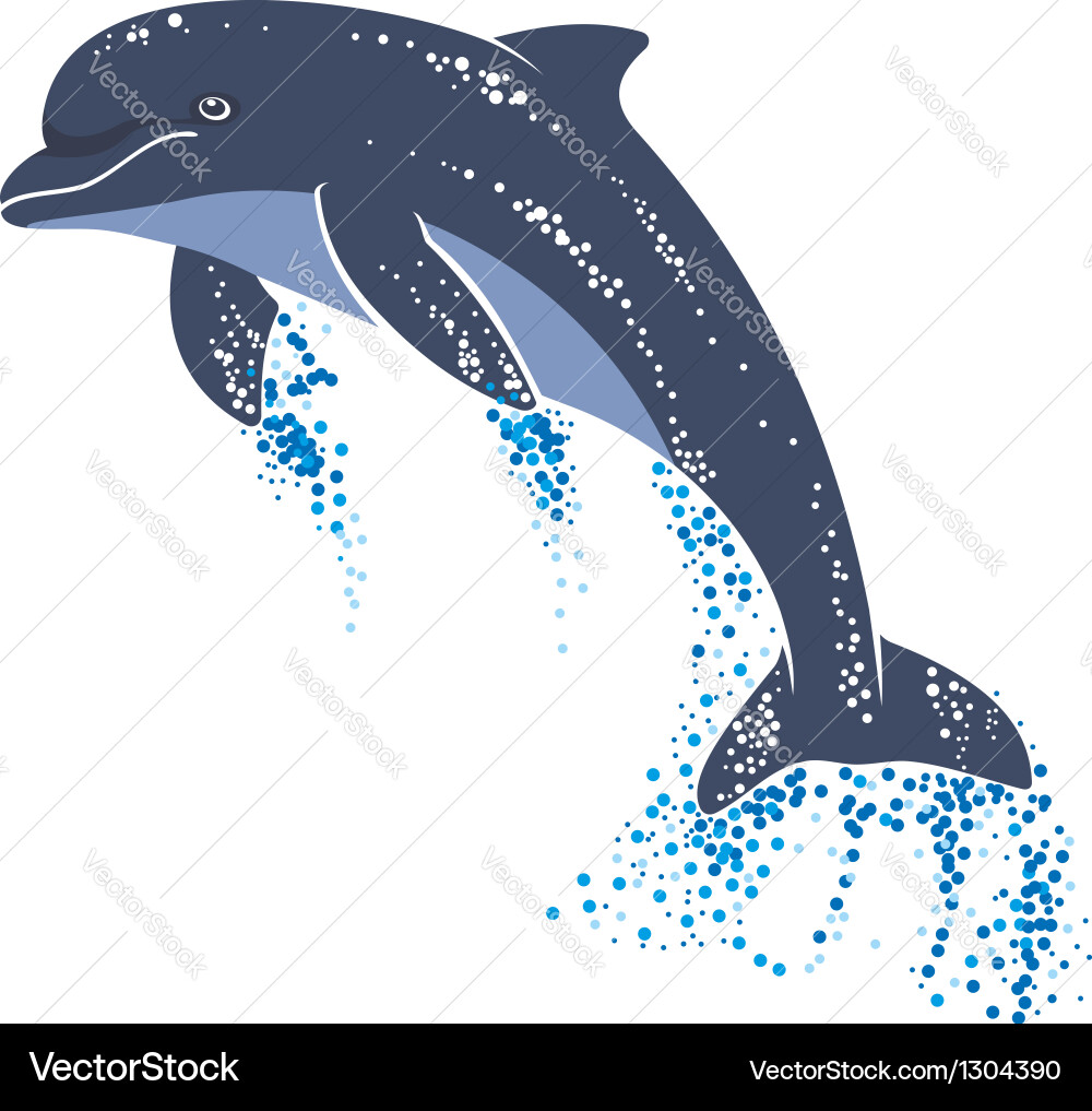 Playing and jumping dolphin Royalty Free Vector Image