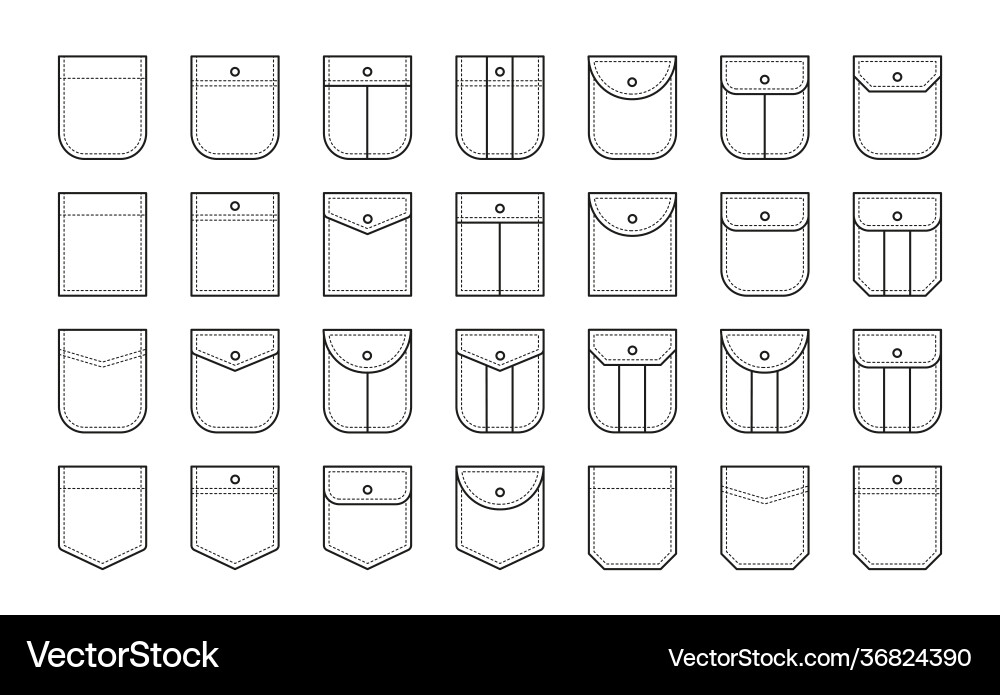 Set patch pocket icons for shirts and other Vector Image