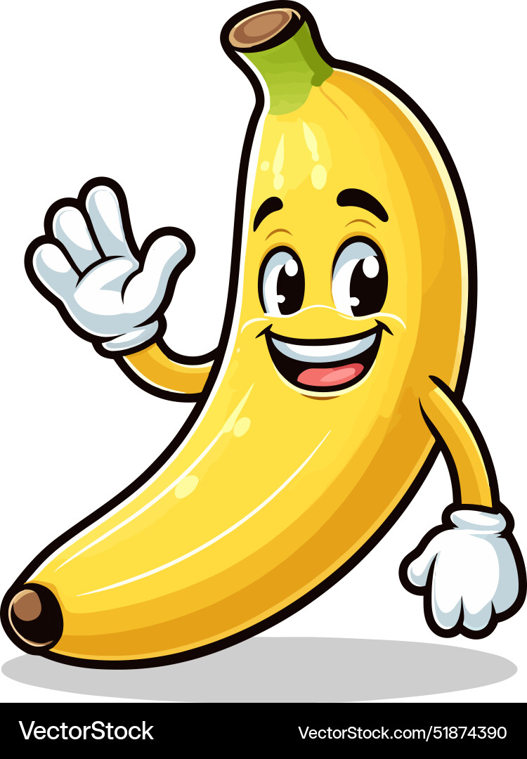 Smiling banana cartoon mascot comic Royalty Free Vector