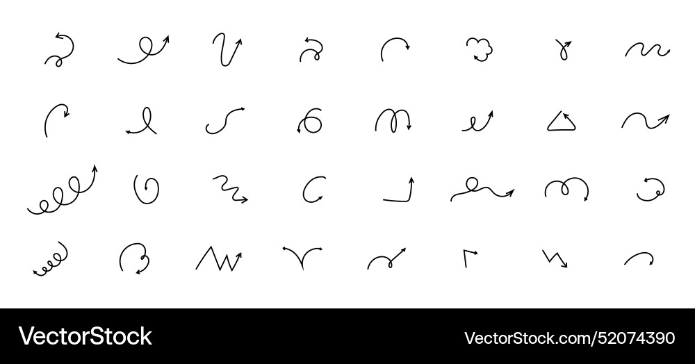 Spiral arrow doodle wavy twist minimal squiggly Vector Image