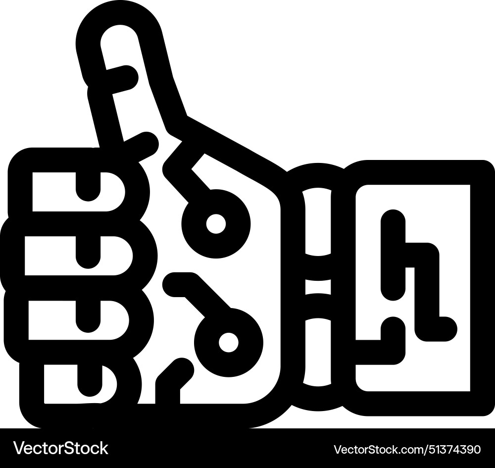 Thumb up robot hand gesture line icon Royalty Free Vector