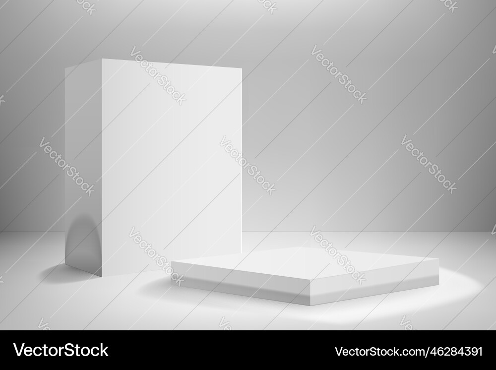 Abstract 3d realistic white empty square podium Vector Image Abstract 3d realistic white empty square podium Vector Image