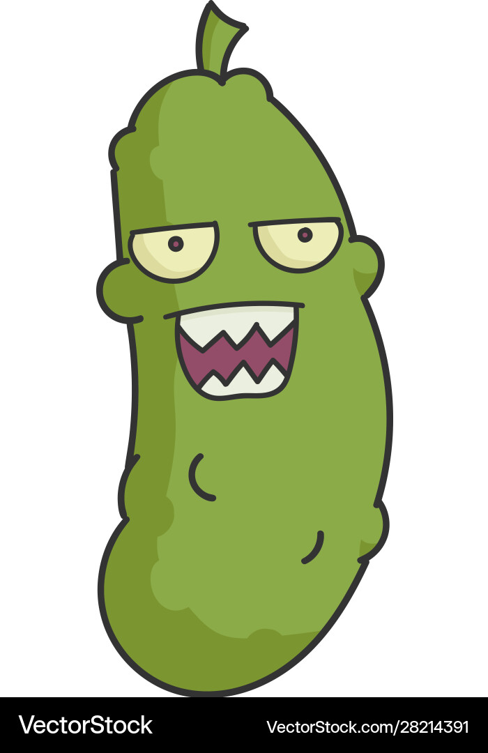 Angry dill pickle cartoon Royalty Free Vector Image