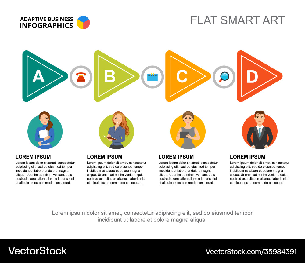 Four arrows chart template for presentation Vector Image