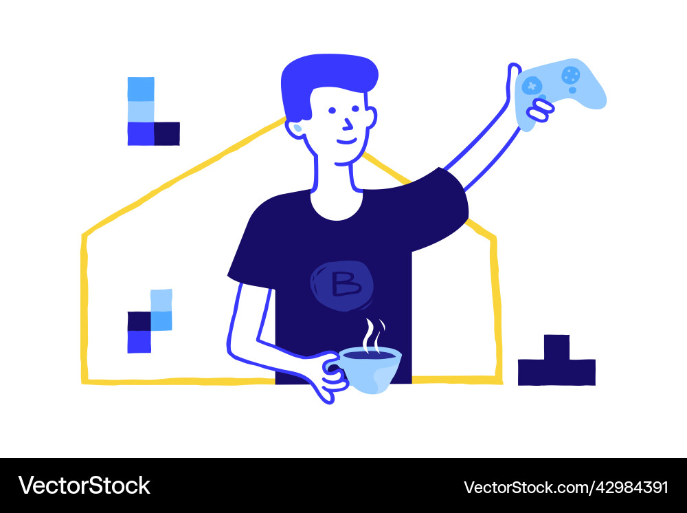 Game development concept doodle vr and 3d video Vector Image