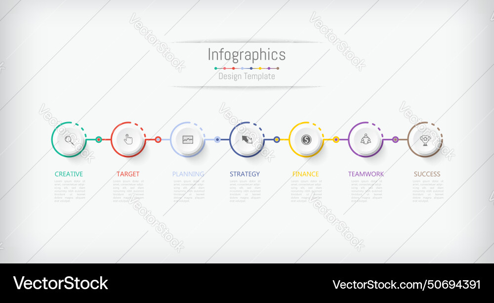Infographic 7 options design elements Royalty Free Vector