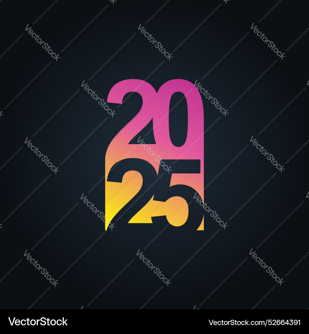 Numbers 2025 stacked pink and orange gradient Vector Image