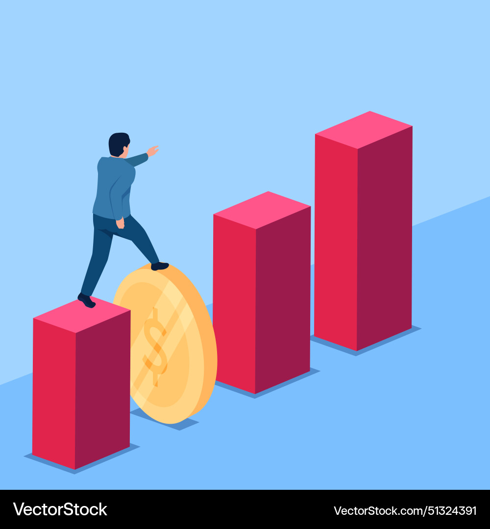 People walking on coins as a bridge metaphor Vector Image