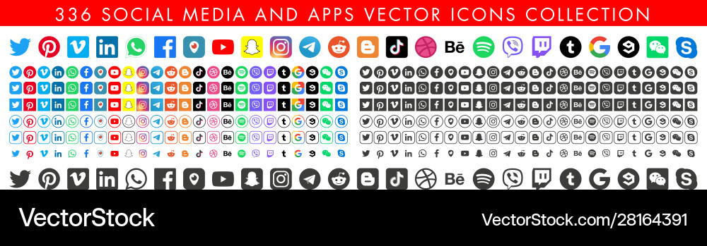 Social Media Icons Collection Royalty Free Vector Image