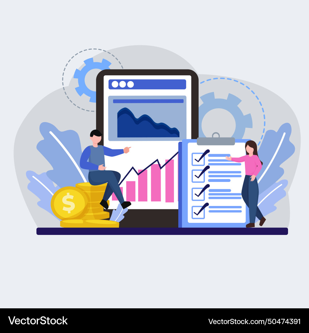 Team work flat design Royalty Free Vector Image