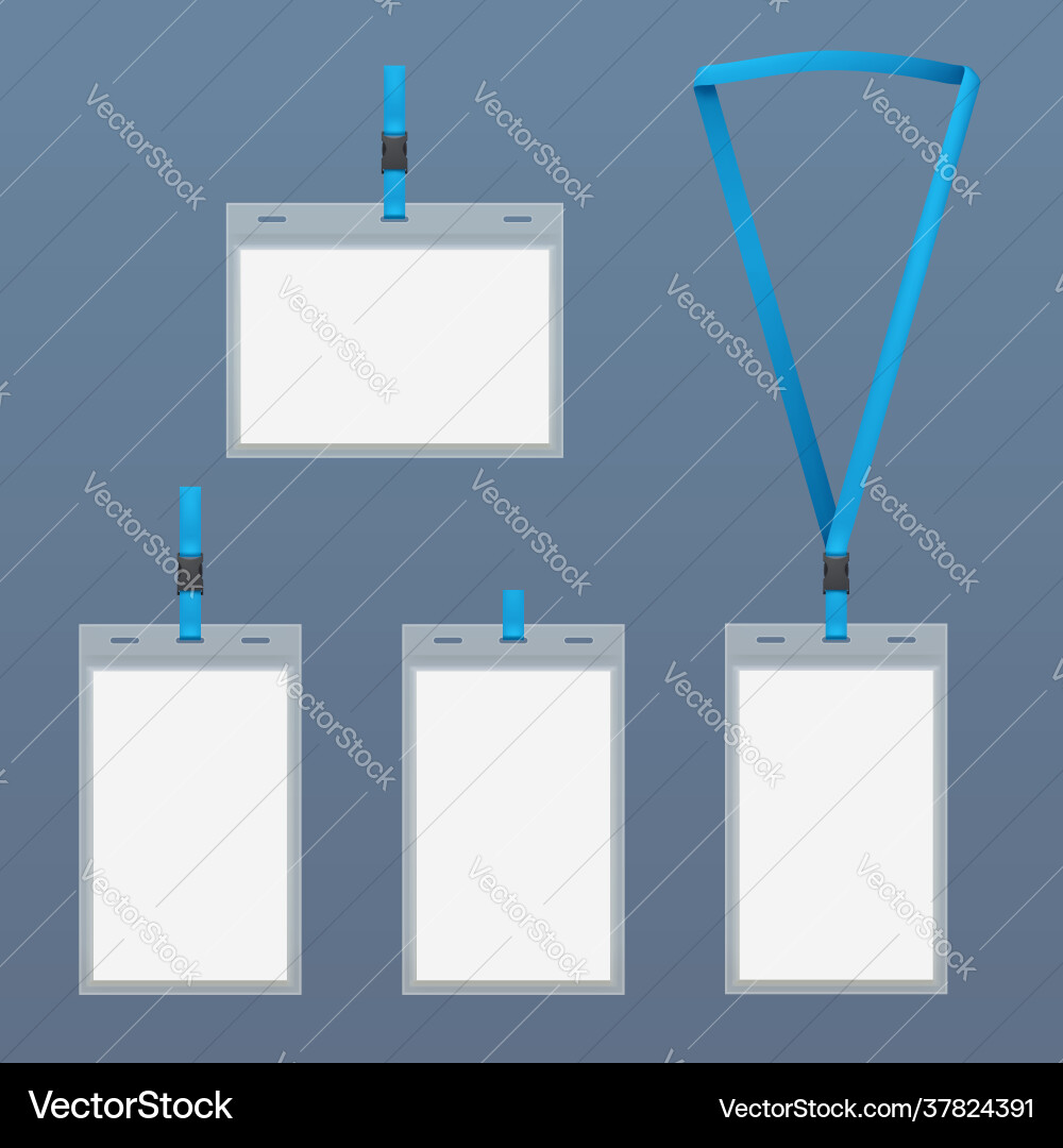 Transparent plastic id card templates in set Vector Image