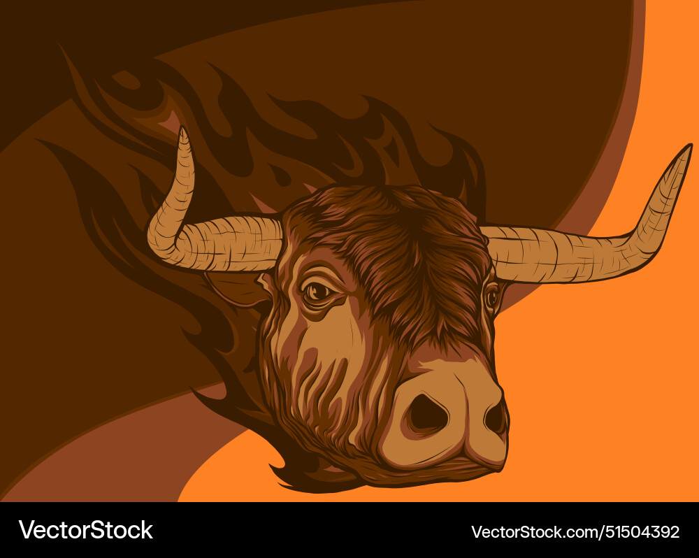 Bull head in flame Royalty Free Vector Image - VectorStock