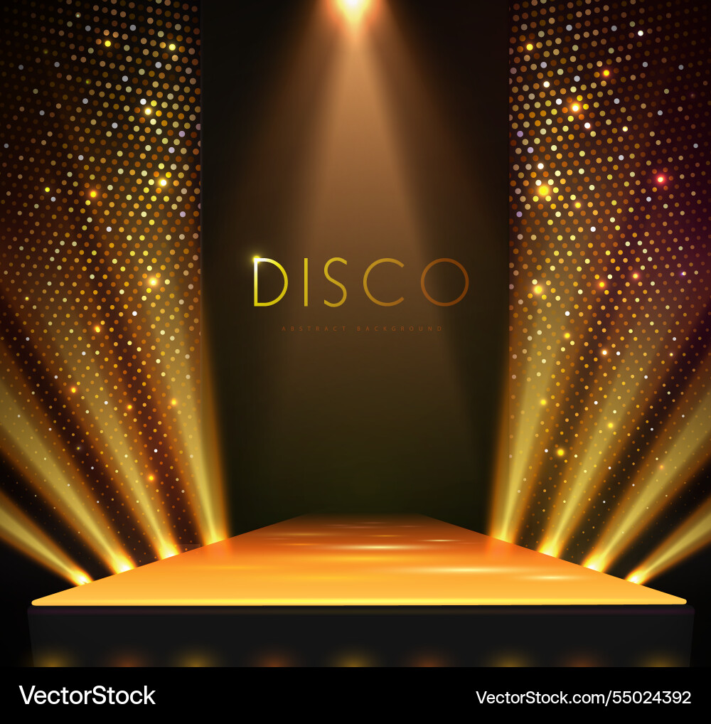 Disco party showcase background with 3d podium Vector Image