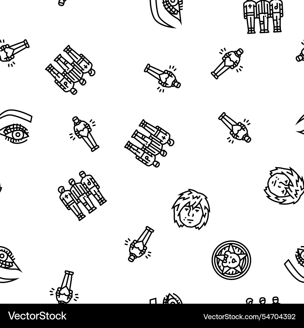 Emo punk rock tattoo cute seamless pattern Vector Image