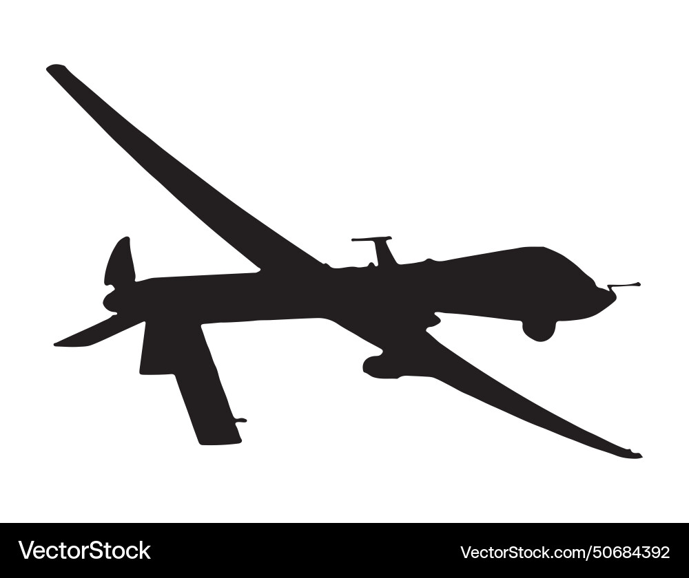 Military drone silhouette art Royalty Free Vector Image