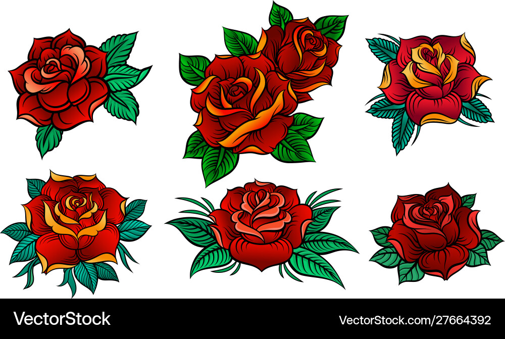 Red rose flower outline tattoo Vector Images & Graphics for Commercial ...