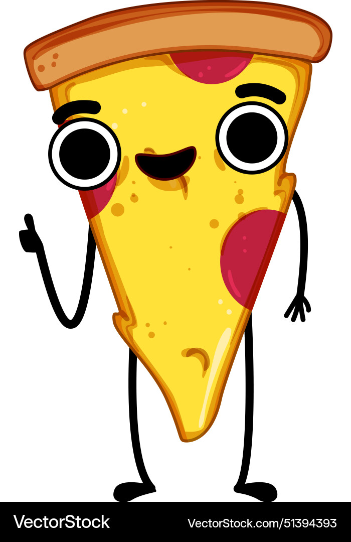 Adorable pizza slice character cartoon Royalty Free Vector