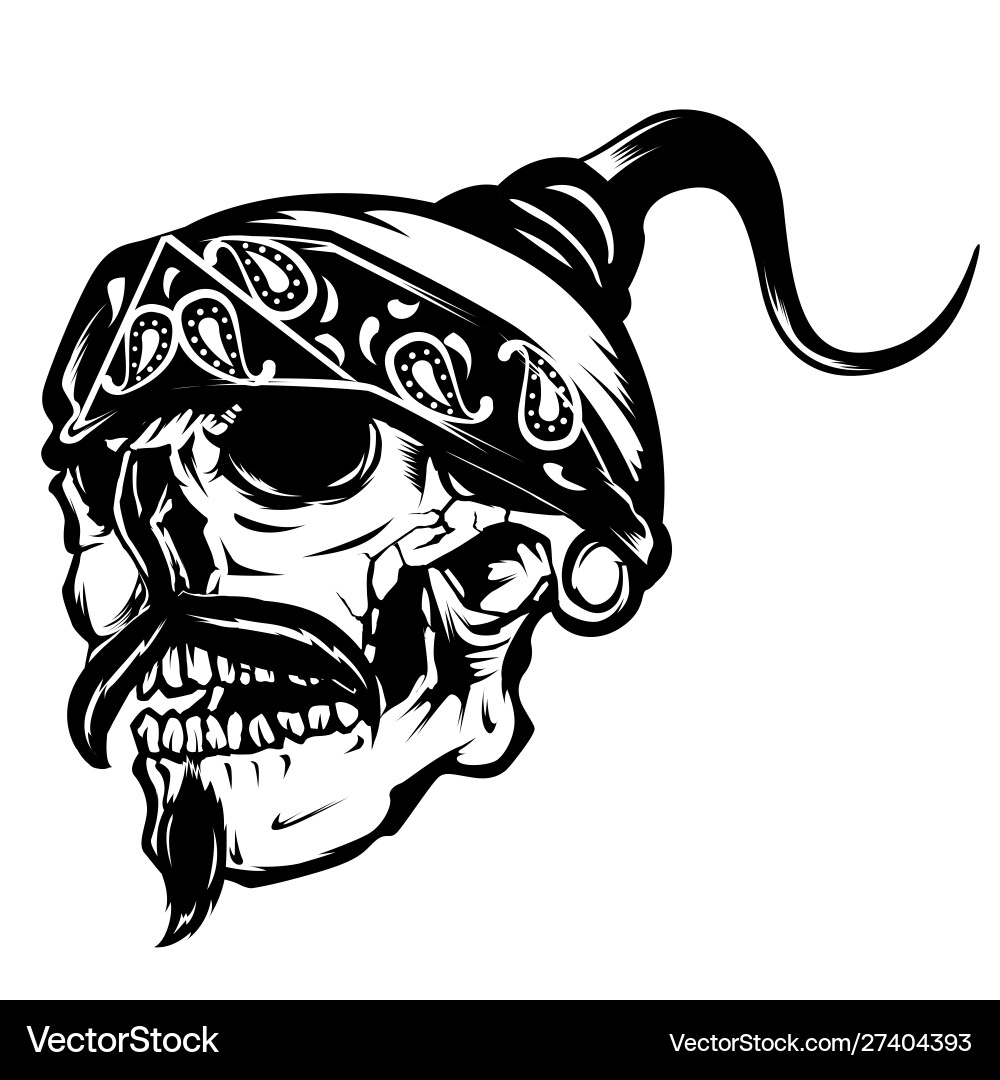 Gangster skull mustache Royalty Free Vector Image