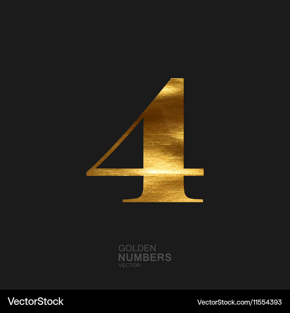 Golden number 4 Royalty Free Vector Image - VectorStock