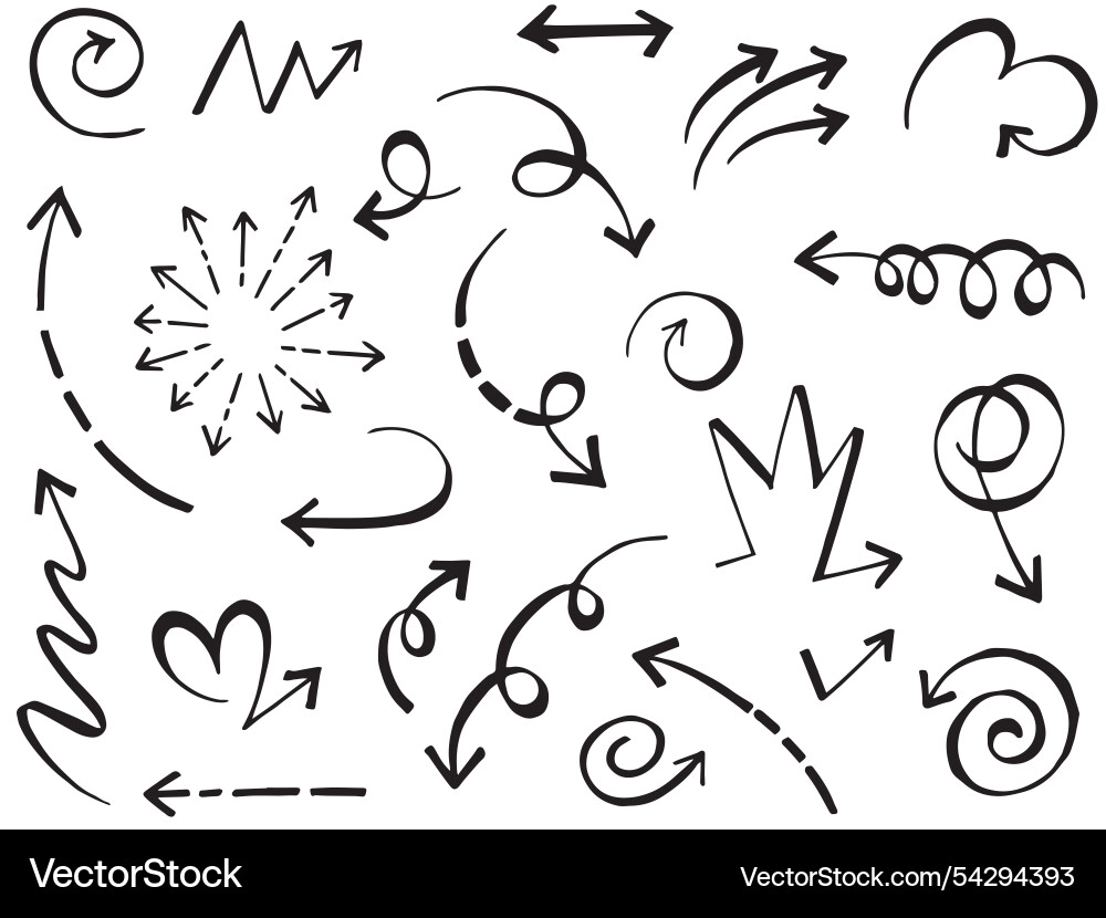 Hand drawn arrows icons set arrow icon with Vector Image