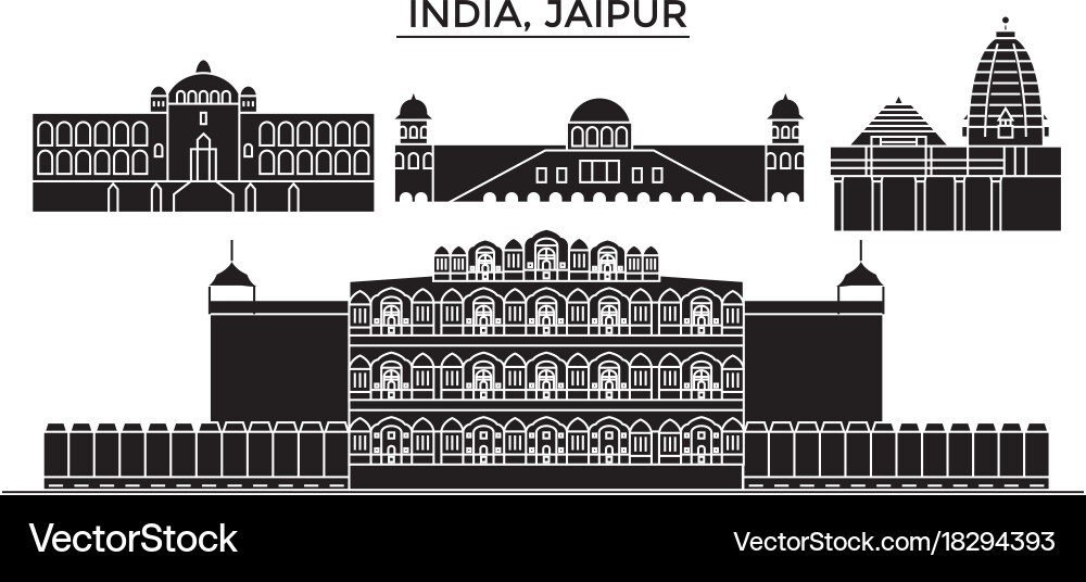 India jaipur architecture urban skyline Royalty Free Vector