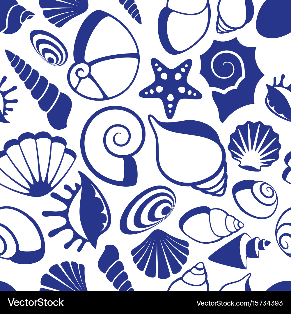 Marine seamless pattern with sea shells Royalty Free Vector