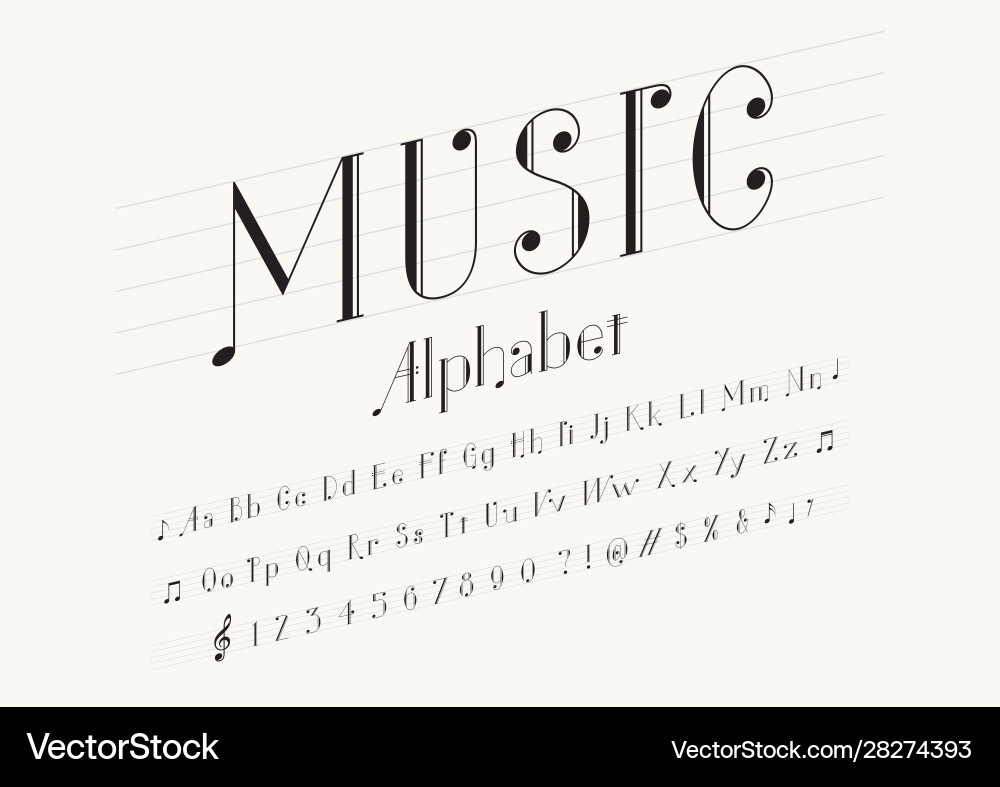 Music font Royalty Free Vector Image - VectorStock