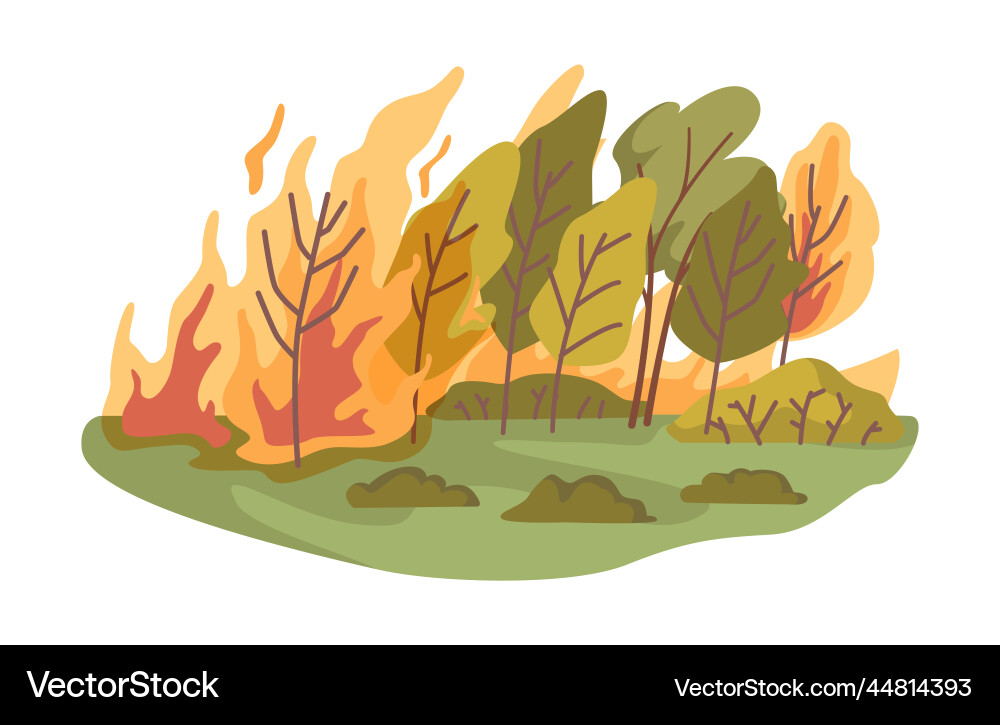 Natural disaster wildfire catastrophe Royalty Free Vector