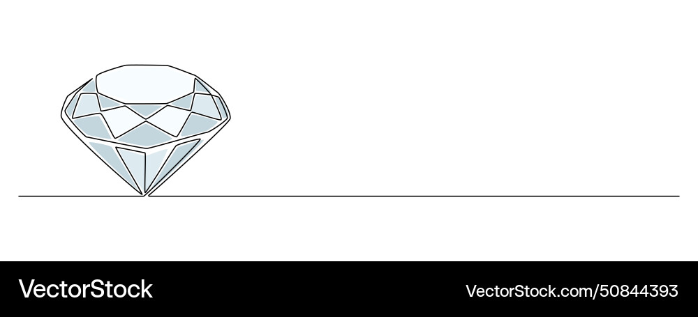 One continuous line drawing of diamond crystal Vector Image