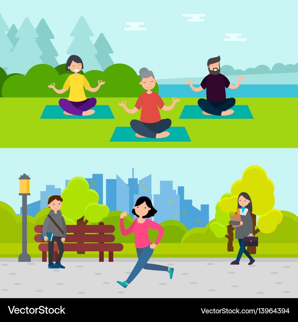 Active recreation horizontal banners Royalty Free Vector