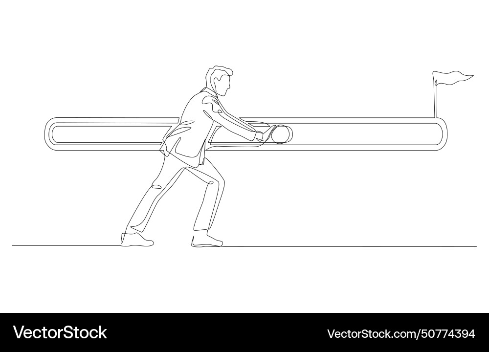 Businessman pushing project progress bar Vector Image