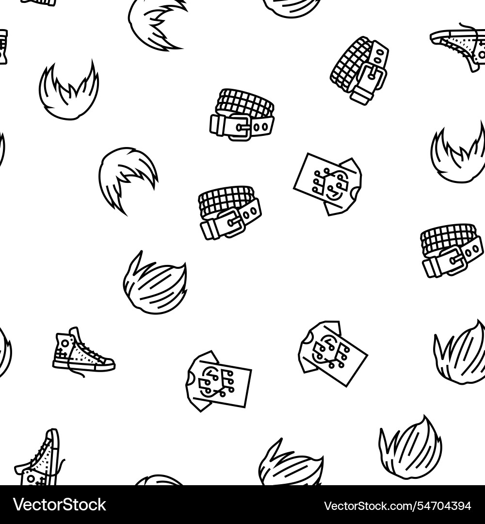 Emo punk rock tattoo cute seamless pattern Vector Image