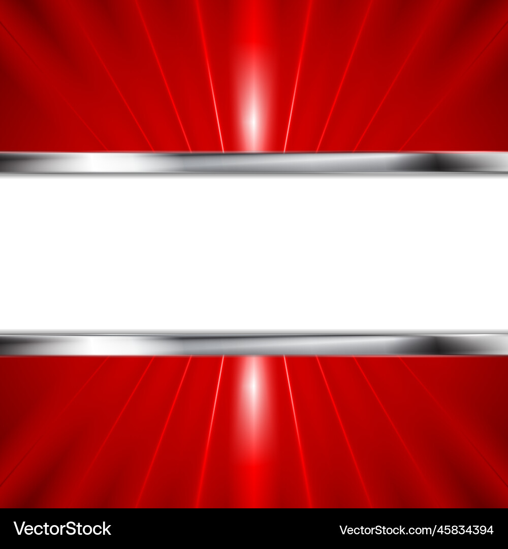 Glow red beams and metallic banner Royalty Free Vector Image