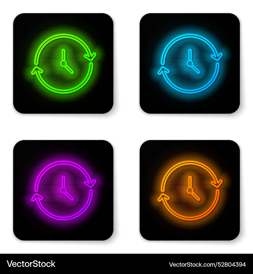 Glowing neon line clock icon isolated on white Vector Image
