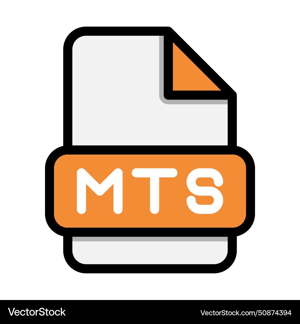 Mts file icons flat extension icon video Vector Image
